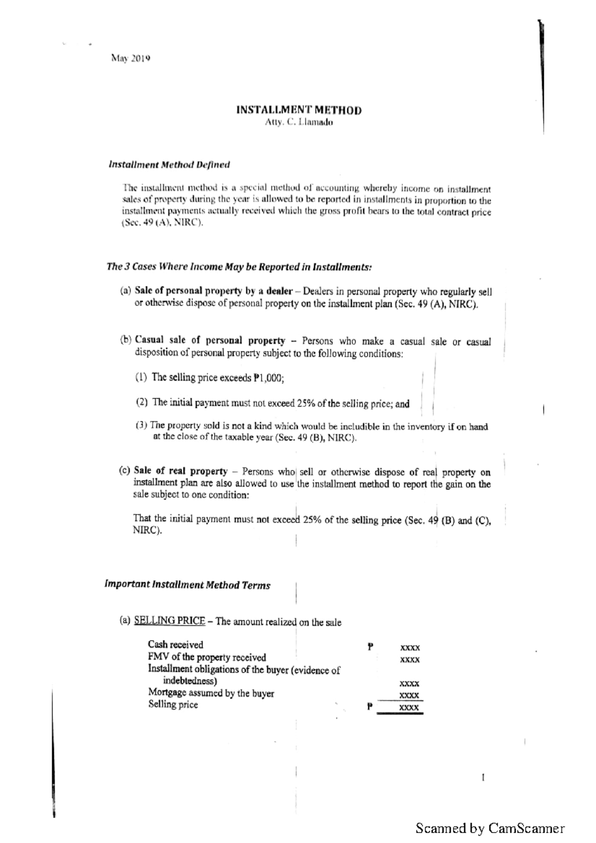 Installment Method - 123 - Accountancy - Scanned by CamScanner Scanned ...