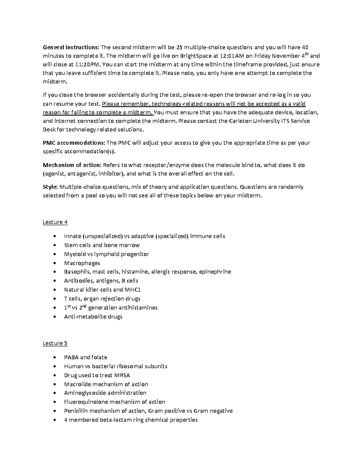 Midterm 2 Study Guide - N/A - General instructions: The second midterm will be 25 multiple ...
