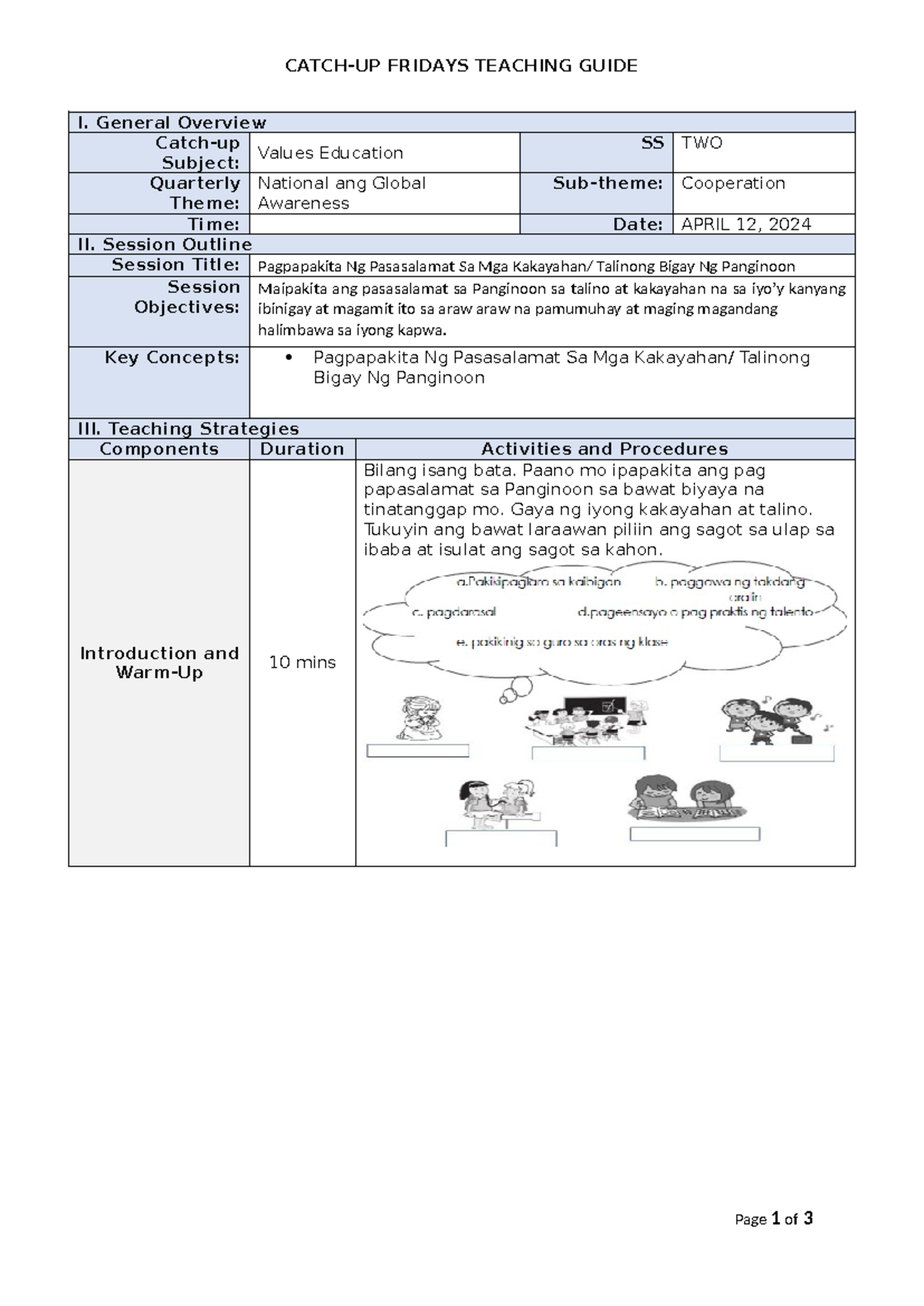 Grade 2 - Catch-UP Friday April 12 - CATCH-UP FRIDAYS TEACHING GUIDE I ...