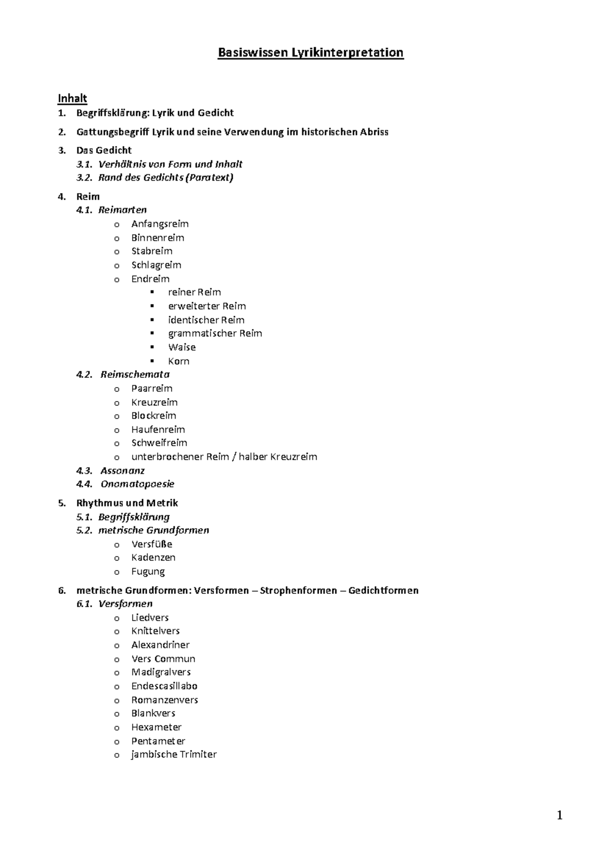 Basiswissen Lyrikinterpretation - Basiswissen Lyrikinterpretation ...