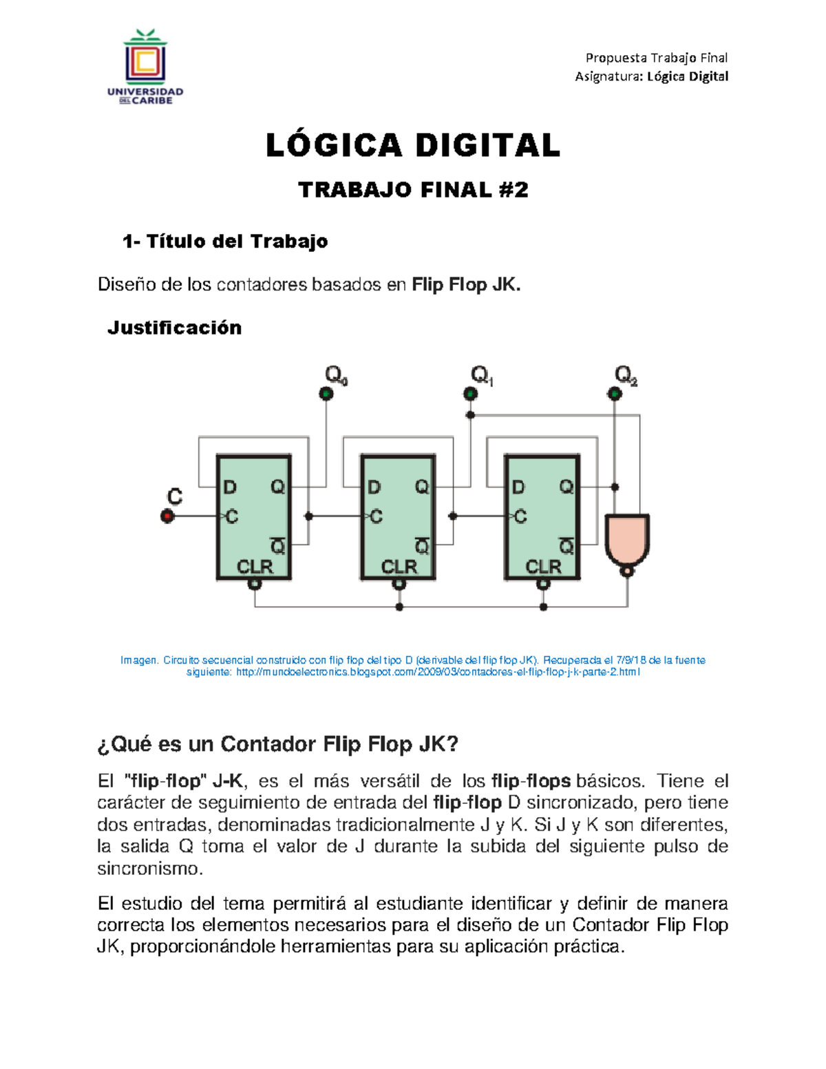 Lógica Digital. Trabajo Final #2 - Propuesta Trabajo Final Asignatura ...