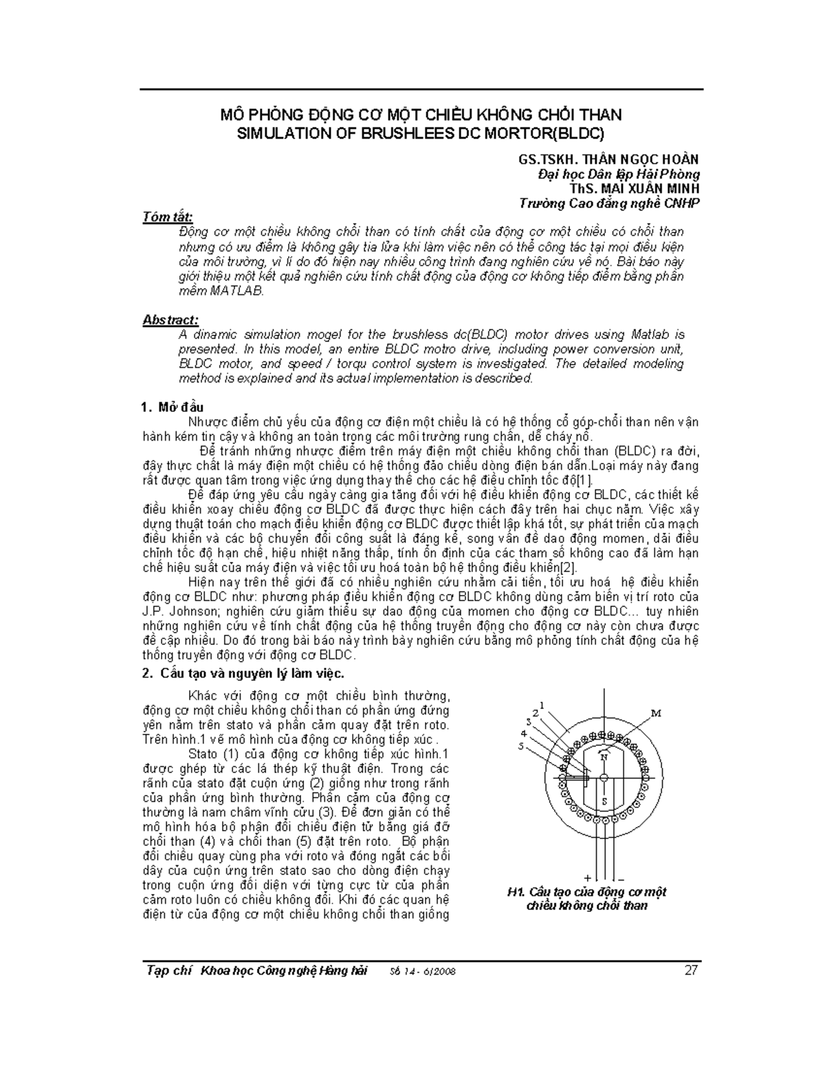 27 mo phong dong co - dong co dien - M‘ PHỎNG ĐỘNG CƠ MỘT CHIỀU KH‘NG CHỔI THAN SIMULATION OF ...