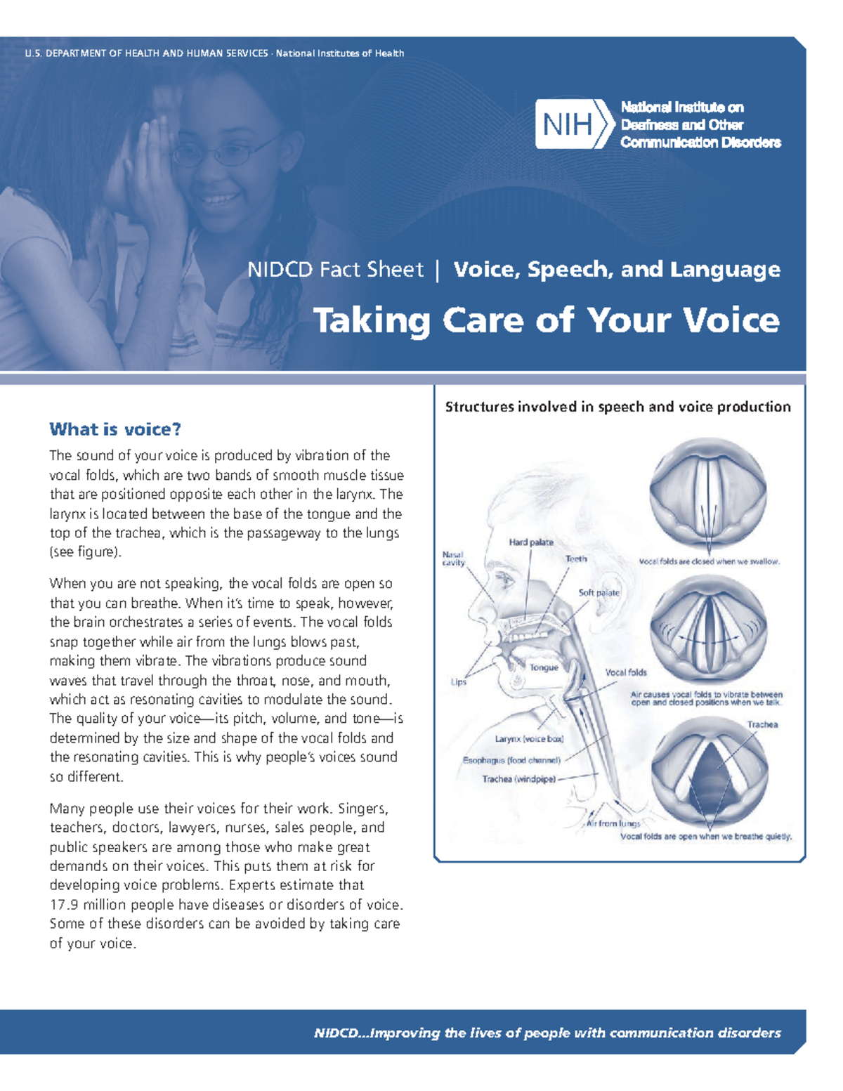 Treatment Artifact 1- Taking Care of Your Voice Handout - What is voice ...