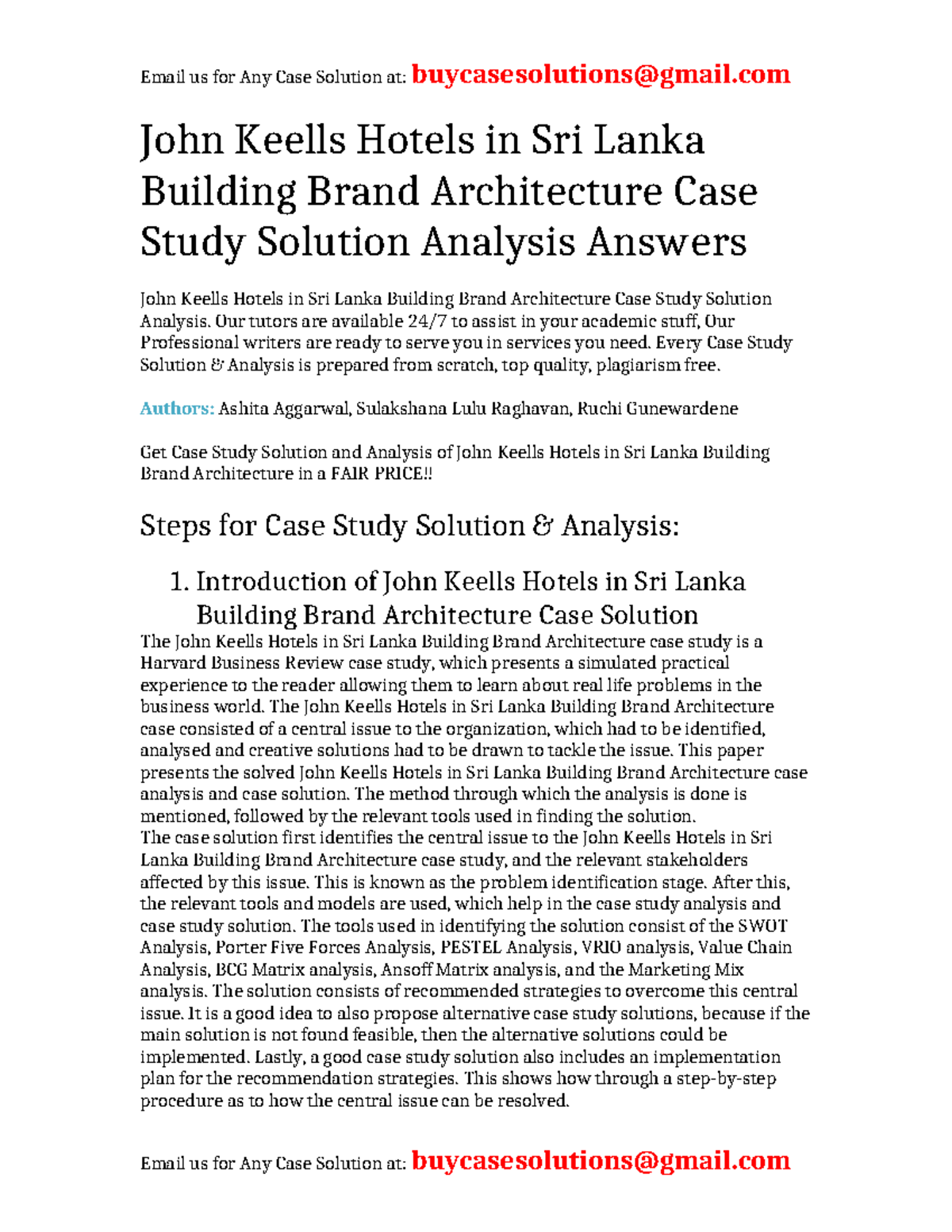 Case Solution John Keells Hotels in Sri Lanka Building Brand Architecture - John Keells Hotels ...