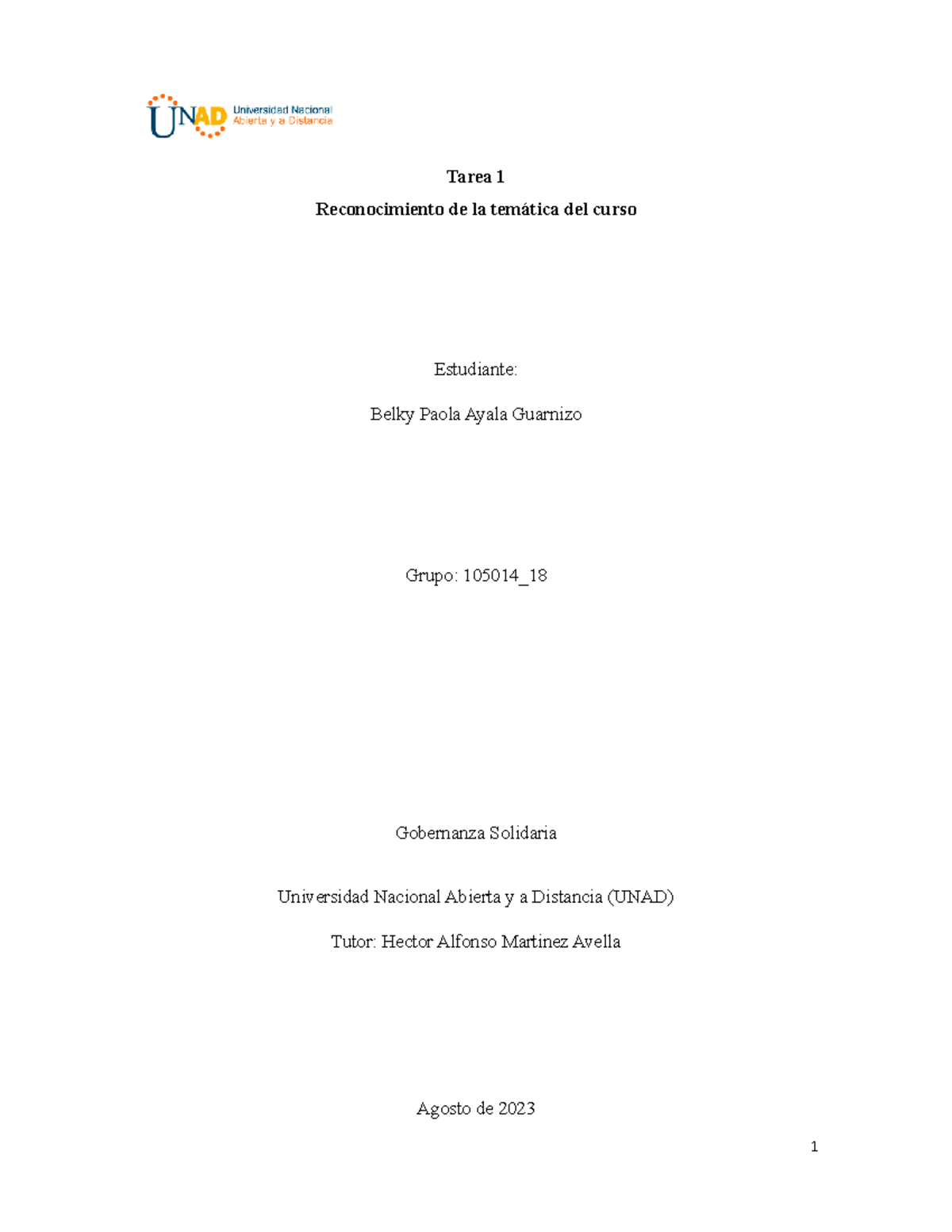 Tarea 1 Belky Ayala 105014 18 - Tarea 1 Reconocimiento de la temática ...