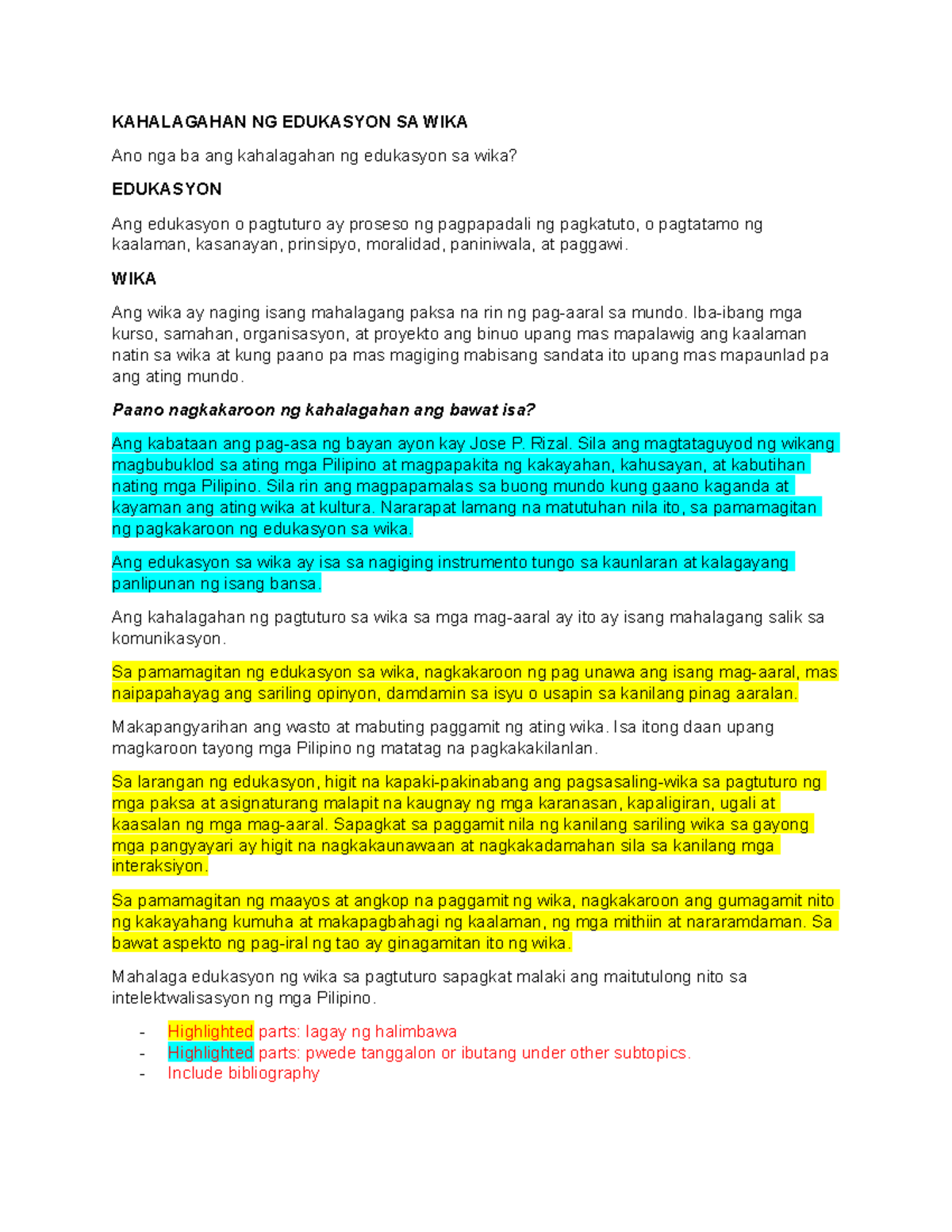 101A WAE EDUK SA WIKA to revise - KAHALAGAHAN NG EDUKASYON SA WIKA Ano ...