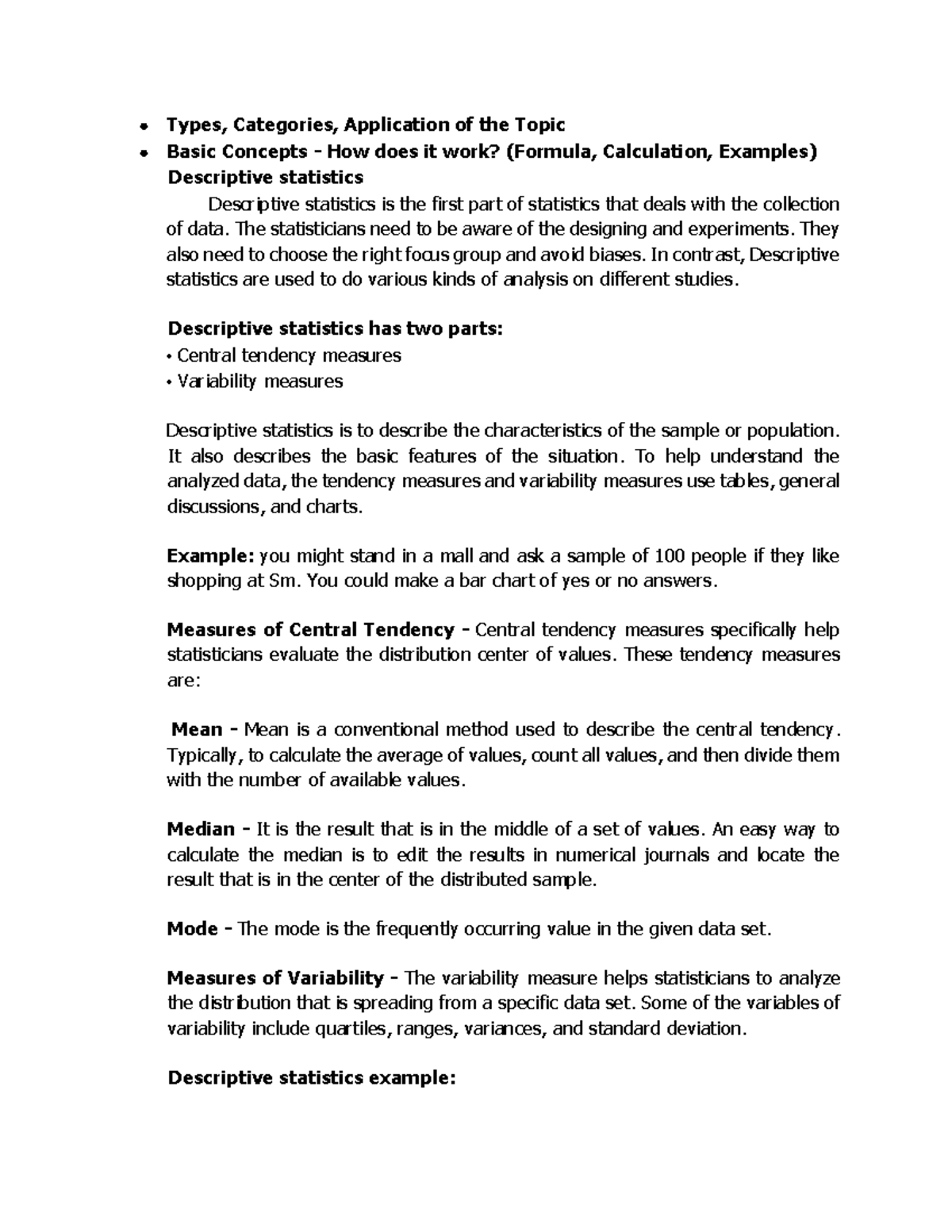 Types, Categories, Application of the Topic Descriptive Tendencies ...
