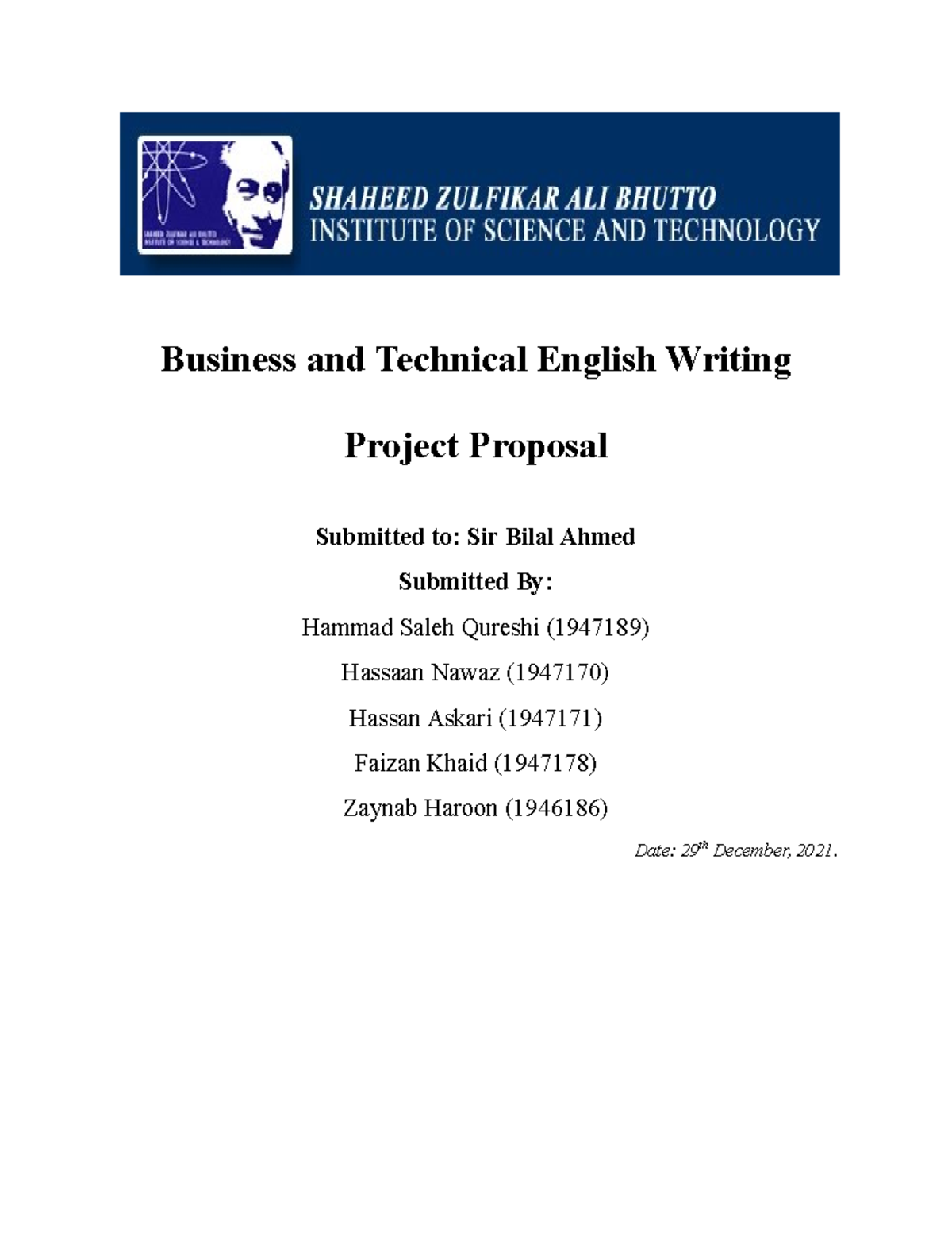 Project Proposal Technical Writng by Hammad & Group (1) copy - Business ...