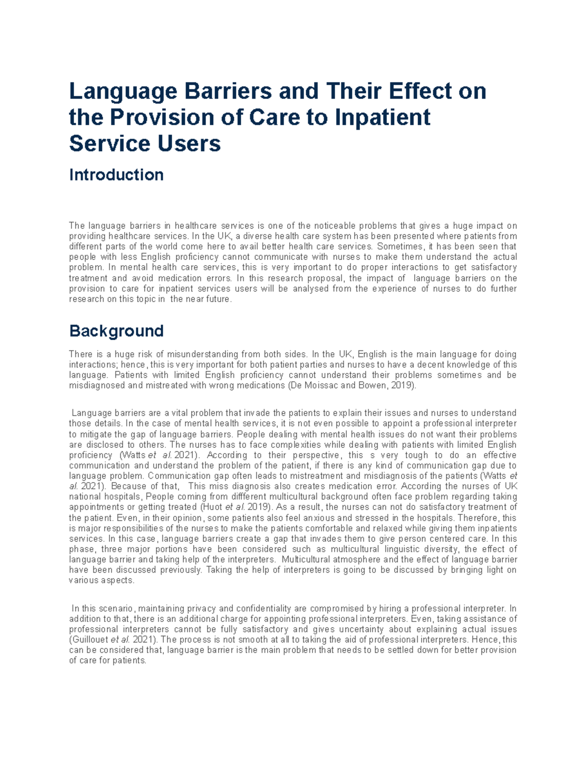 Language Barriers and Their Effect on the Provision of Care to ...