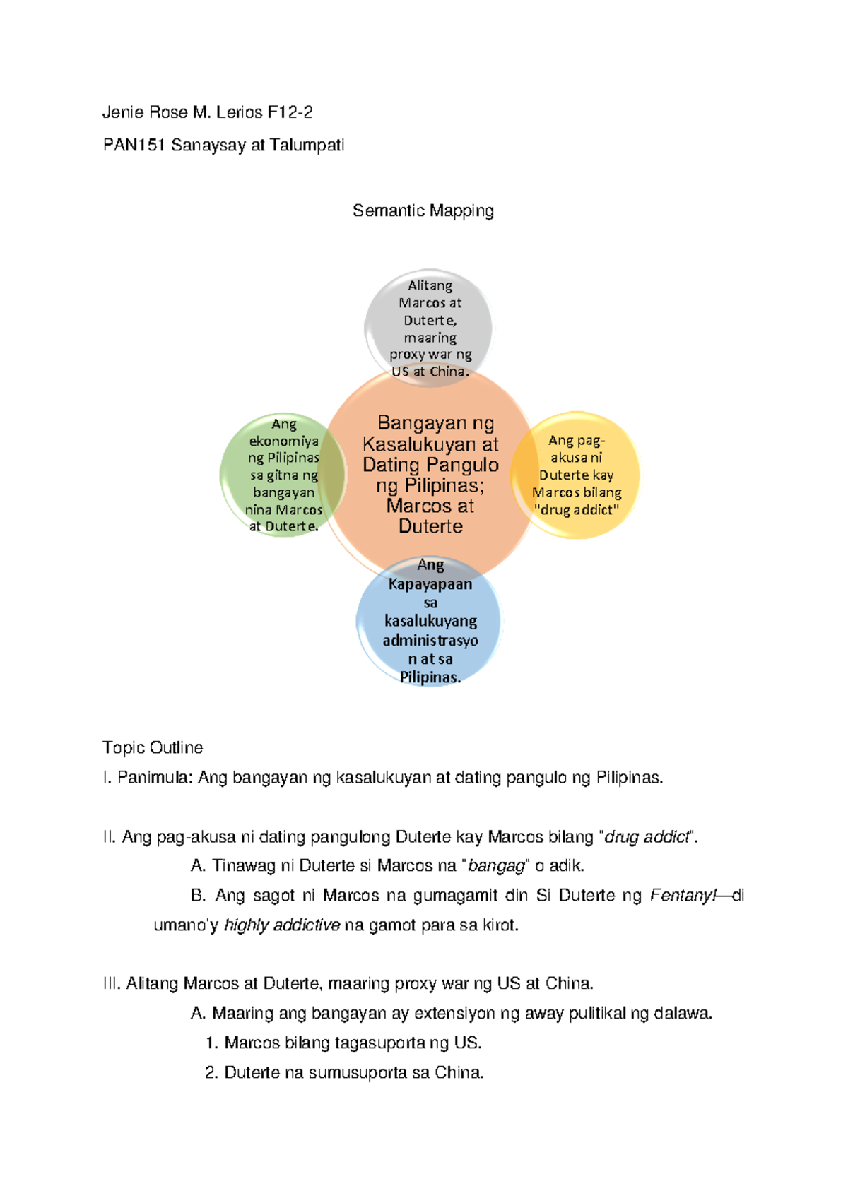 Semantic Mapping - Jenie Rose M. Lerios F12- 2 PAN151 Sanaysay at ...