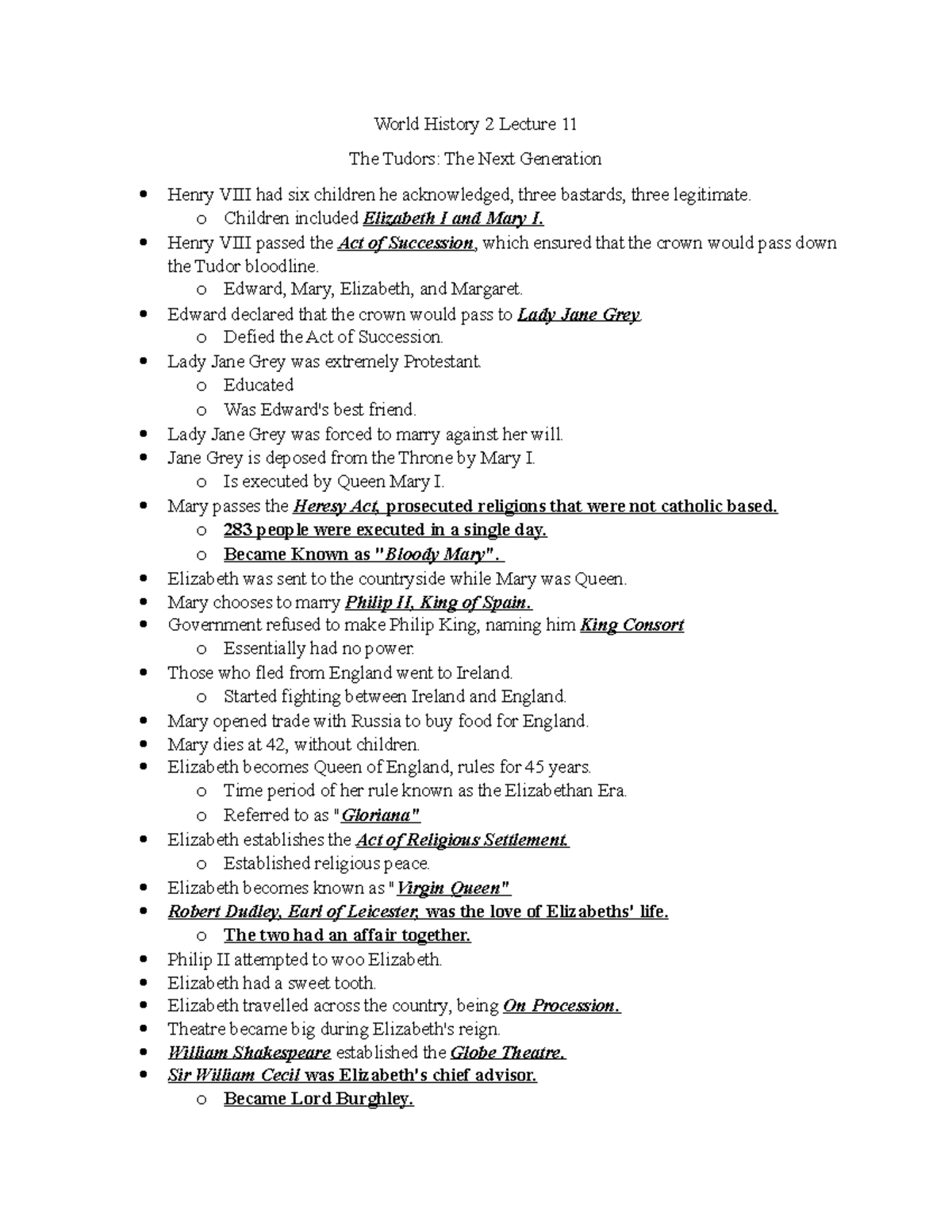 World History 2 Lecture 11 notes 1 - World History 2 Lecture 11 The ...