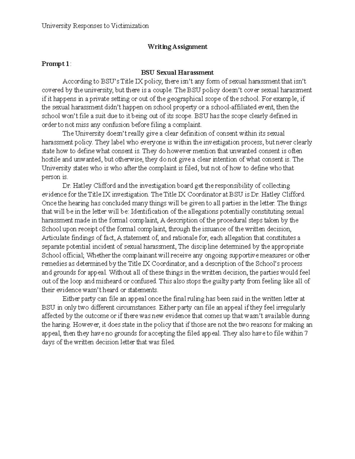 The Hunting Ground Writing Assignment - University Responses to ...