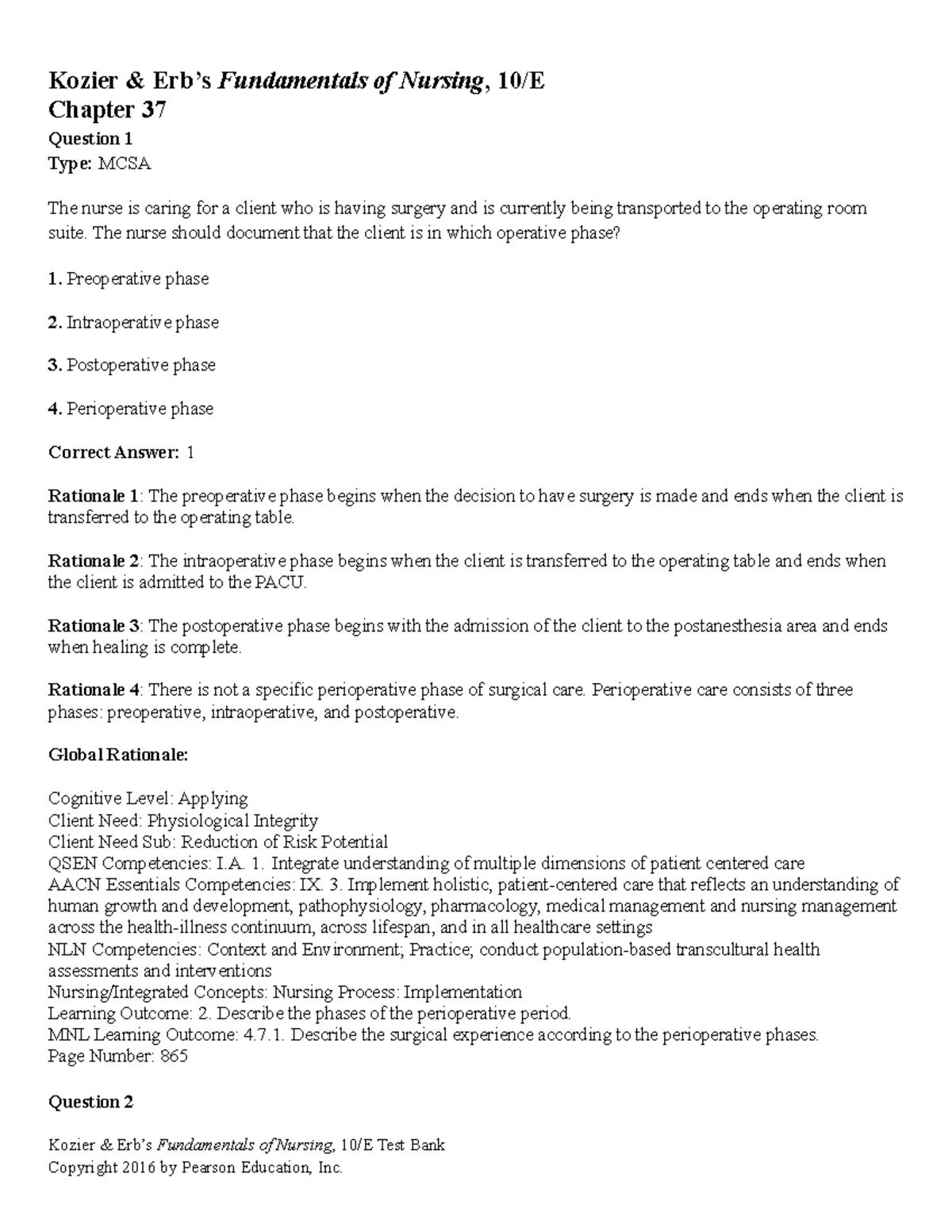 Berman 10e TIF CH37 - practice questions - Kozier & Erb’s Fundamentals ...