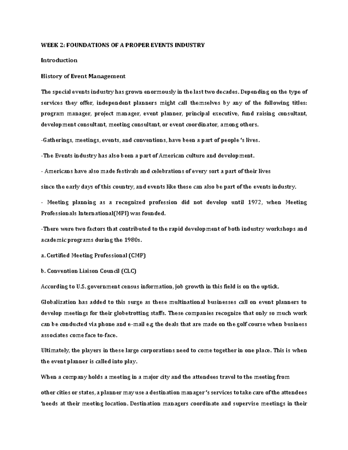 History of Event Management - WEEK 2: FOUNDATIONS OF A PROPER EVENTS ...