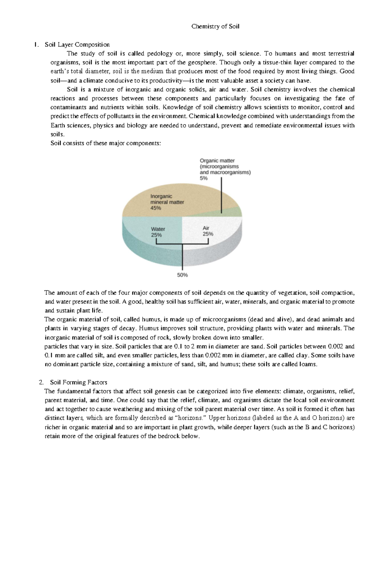 Chemistry of Soil - The module discusses the composition of soil and ...