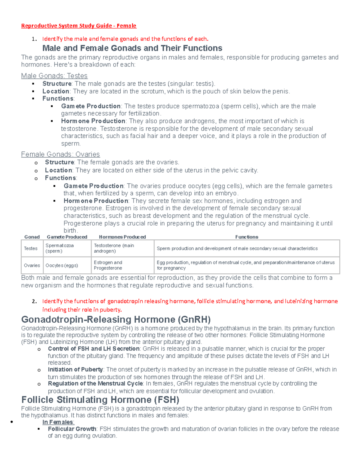 Chapter 28 Study Guide - Female - Reproductive System Study Guide ...