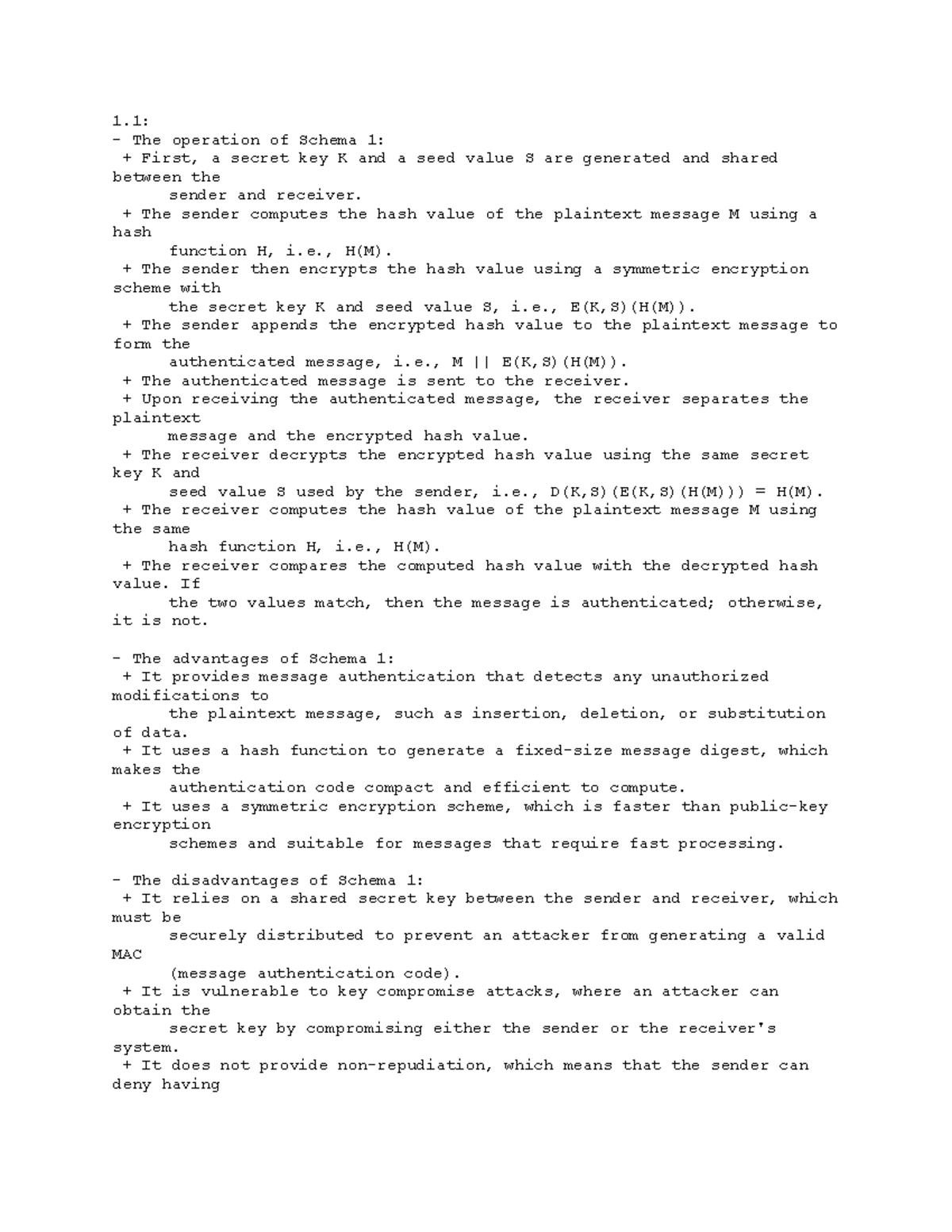 1 - good - 1: The operation of Schema 1: First, a secret key K and a ...