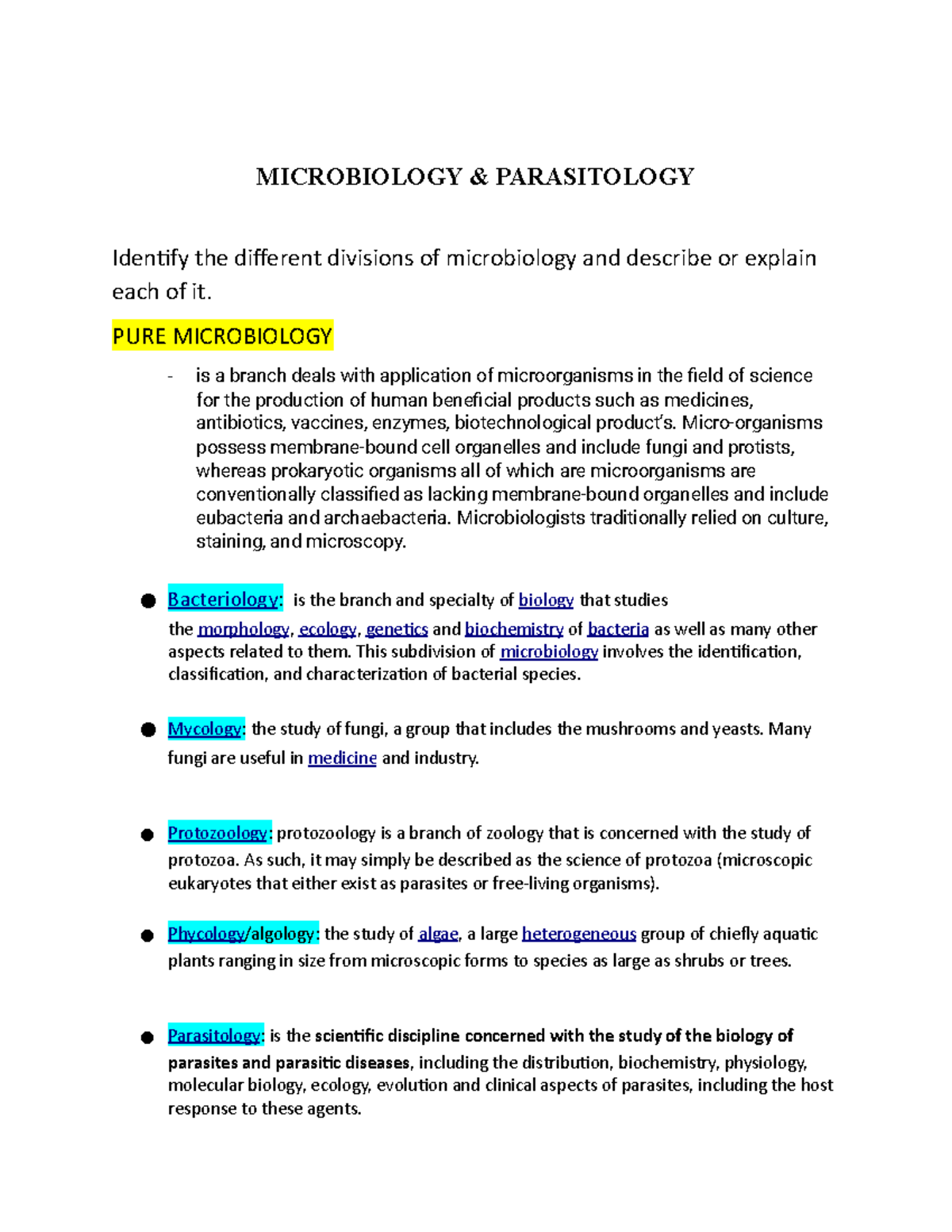 Microbiology - PURE MICROBIOLOGY is a branch deals with application of ...