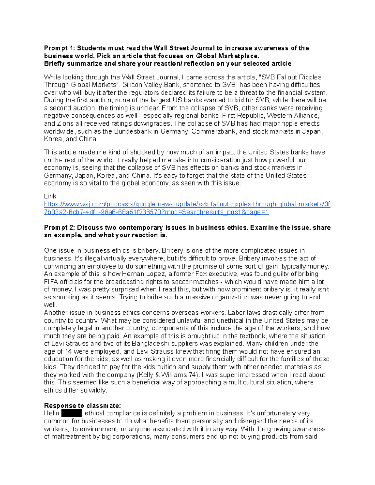 Intro to Business Unit 2 DQ (2023) - Prompt 1: Students must read the ...