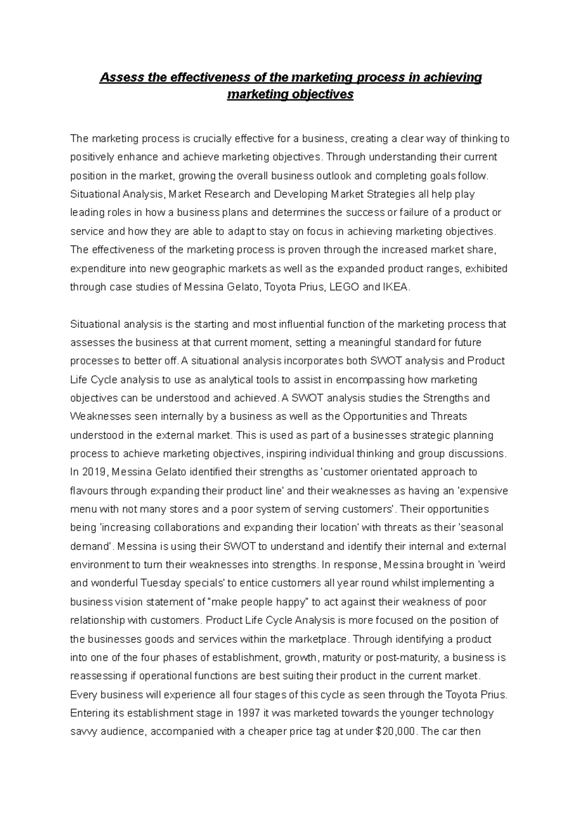 Business Studies Task 2 Research Essay - Assess the effectiveness of ...