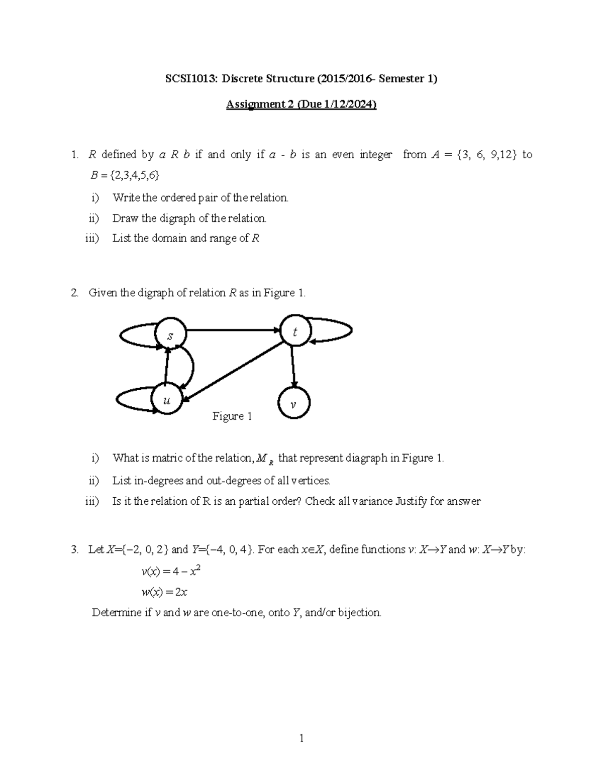 Assignment 2 - 1 SCSI1013: Discrete Structure (2015/2016- Semester 1 ...