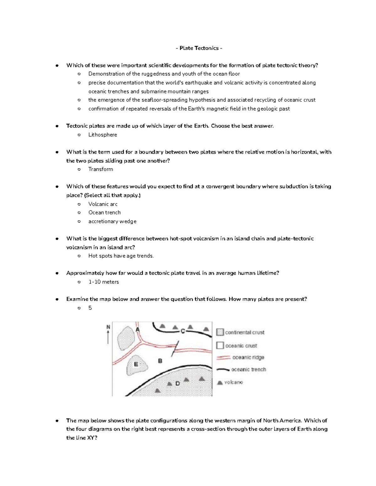 Geology 120: Retrieval Practice Assignment: Plate Tectonics - Plate ...