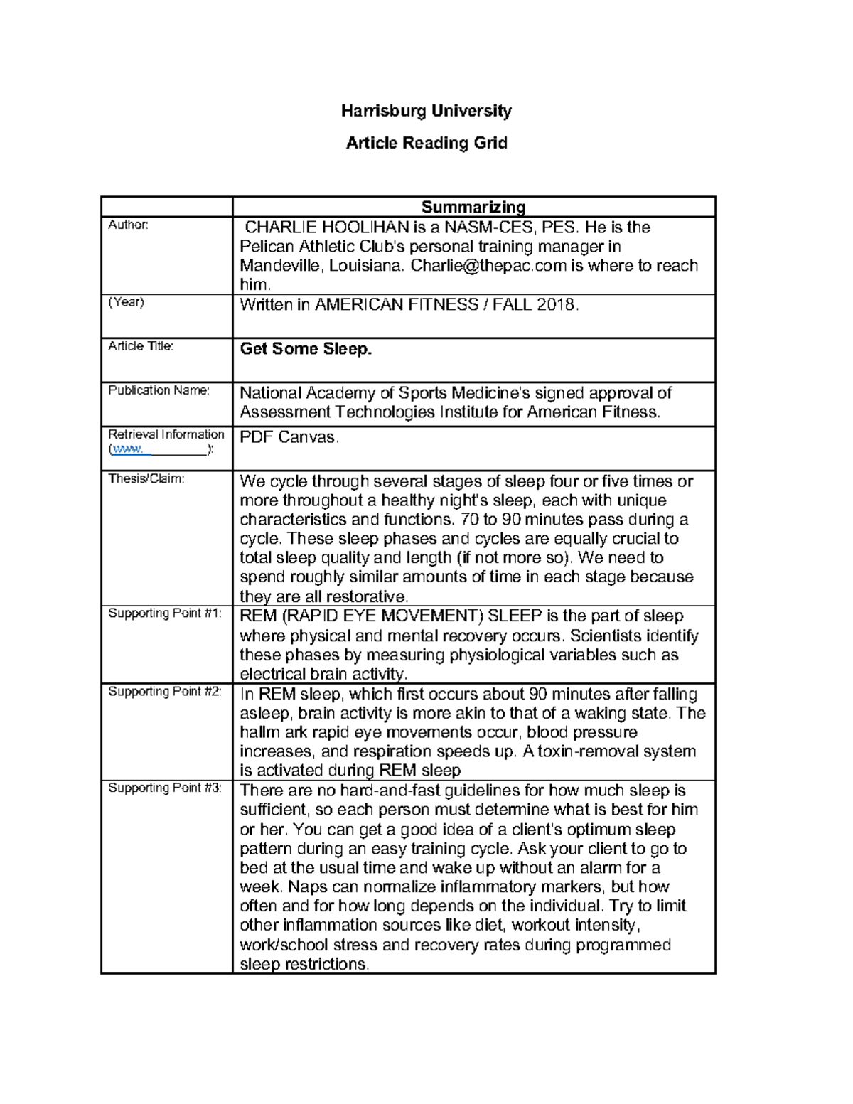 Article Grid - Harrisburg University Article Reading Grid Summarizing ...