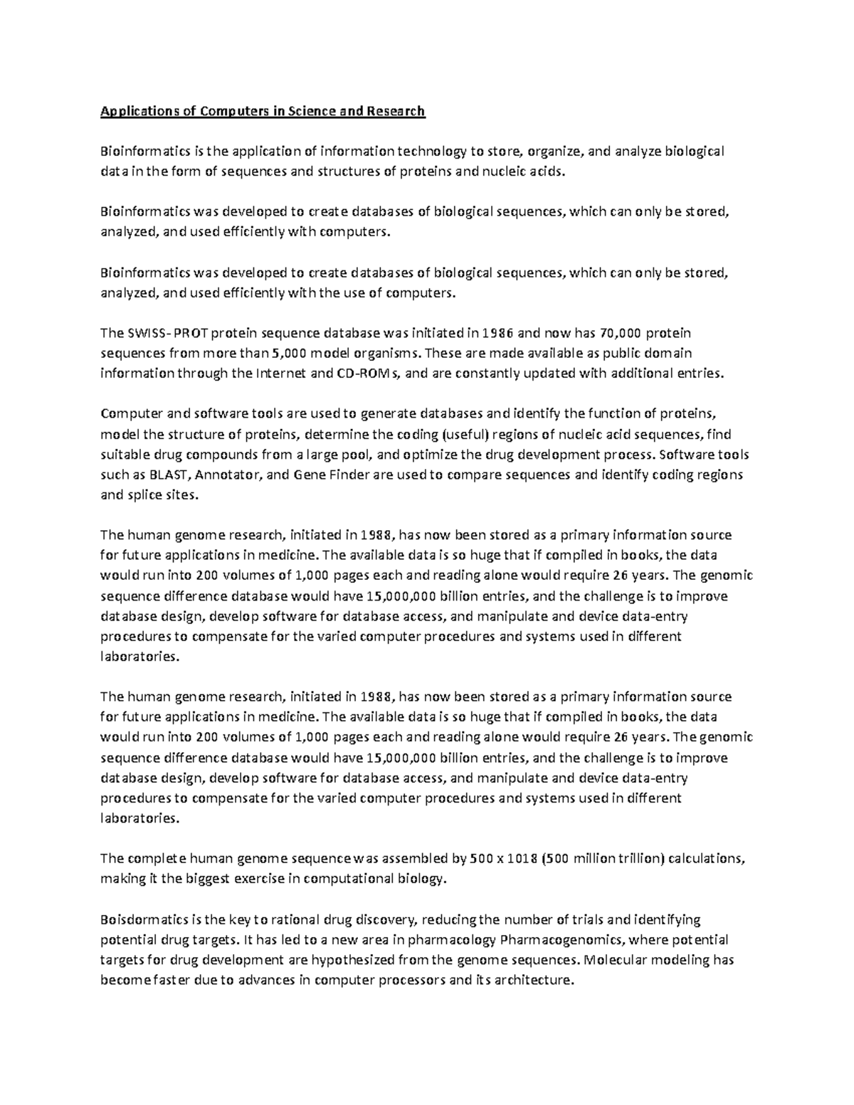 Applications of Computers in Science and Research and How to Check the ...