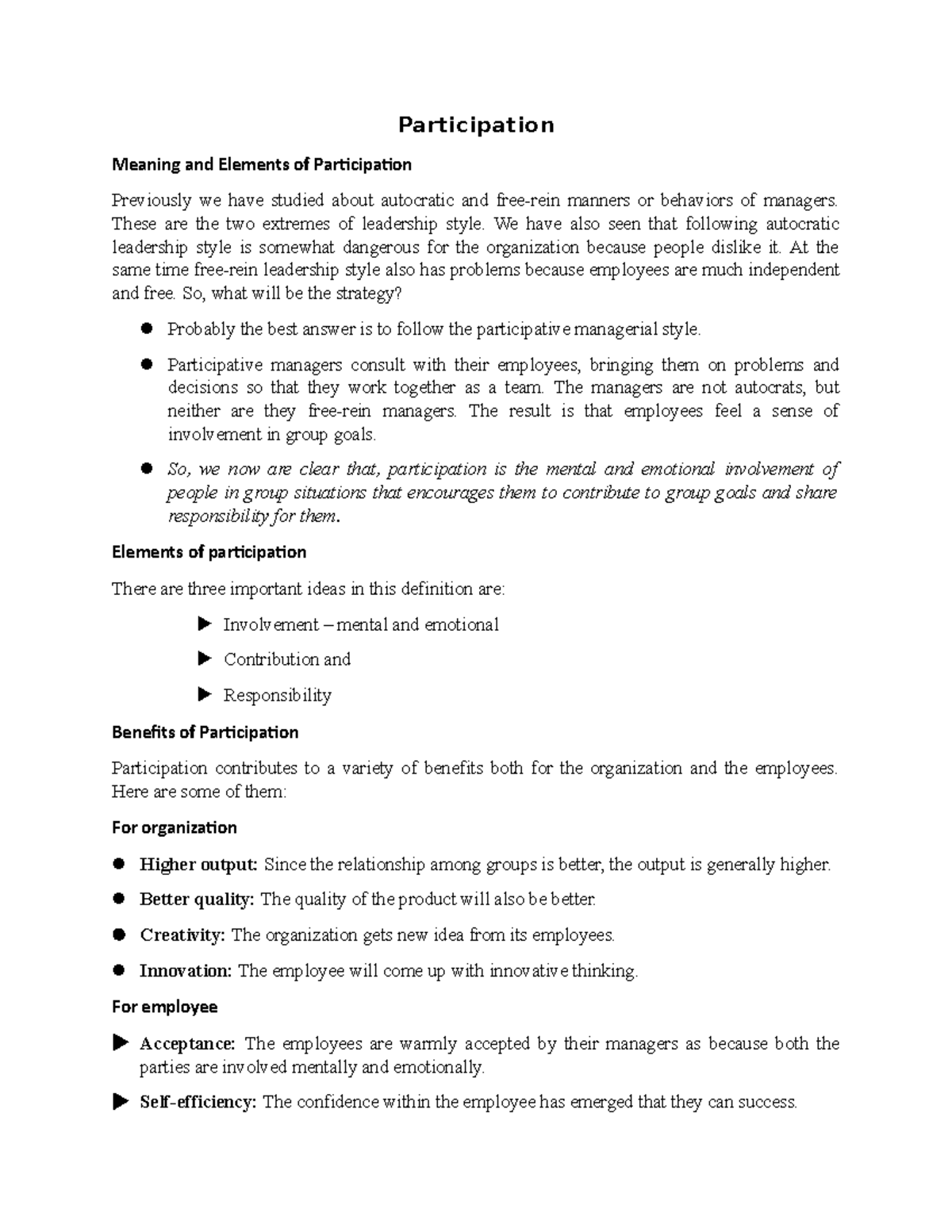 Participation - Management - Participation Meaning and Elements of ...