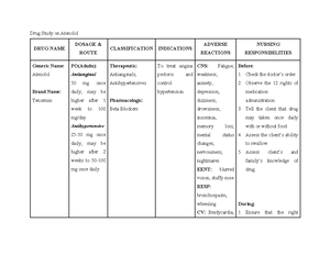 Drug Study on Amlodipine - mg/day PO(Geriatric clients ...