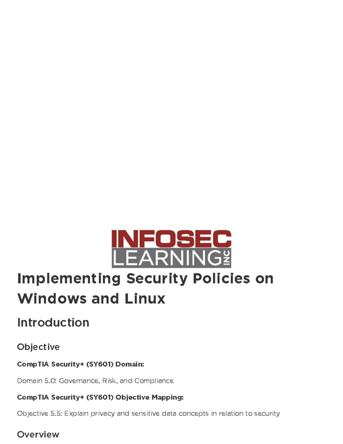 Lab instructions implementing security policies on windows and linux - Implementing Security ...