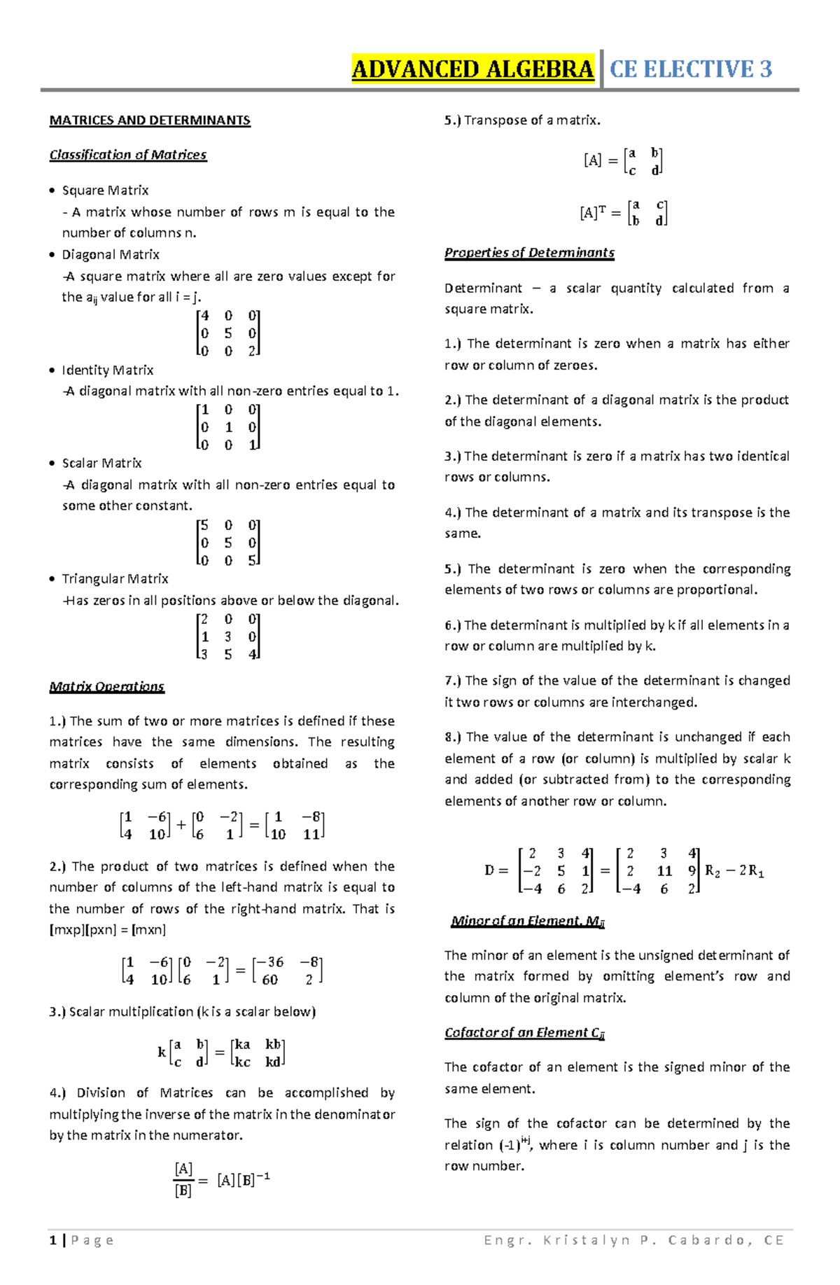 3 Advanced- Algebra - Subject books - ADVANCED ALGEBRA CE ELECTIVE 3 1 ...