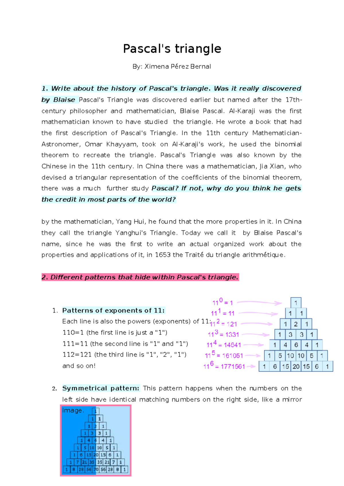 Pascal's triangle - Investigación sobre como los algoritmos están ...