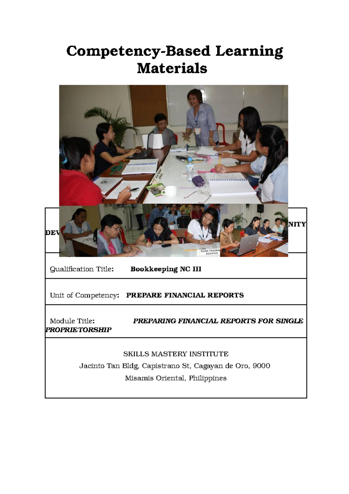 332480083-PTS-CBLM - Exam - Competency-Based Learning Materials Sector : HEALTH, SOCIAL AND ...