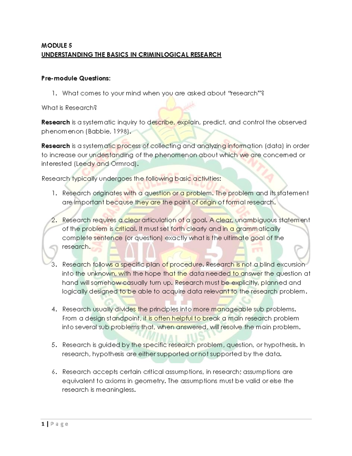 Module-5 FULL TEXT Introduction TO Criminology - MODULE 5 UNDERSTANDING ...