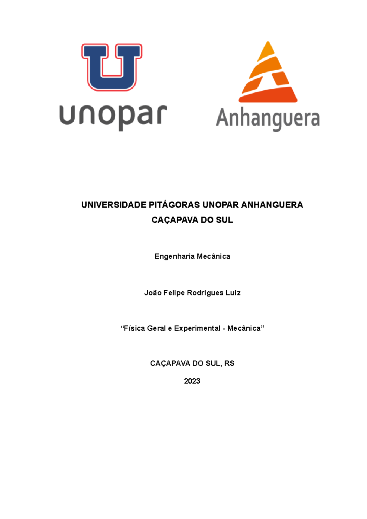 Portfolio Fisica Geral Experimental Mecanica - UNIVERSIDADE PITÁGORAS ...