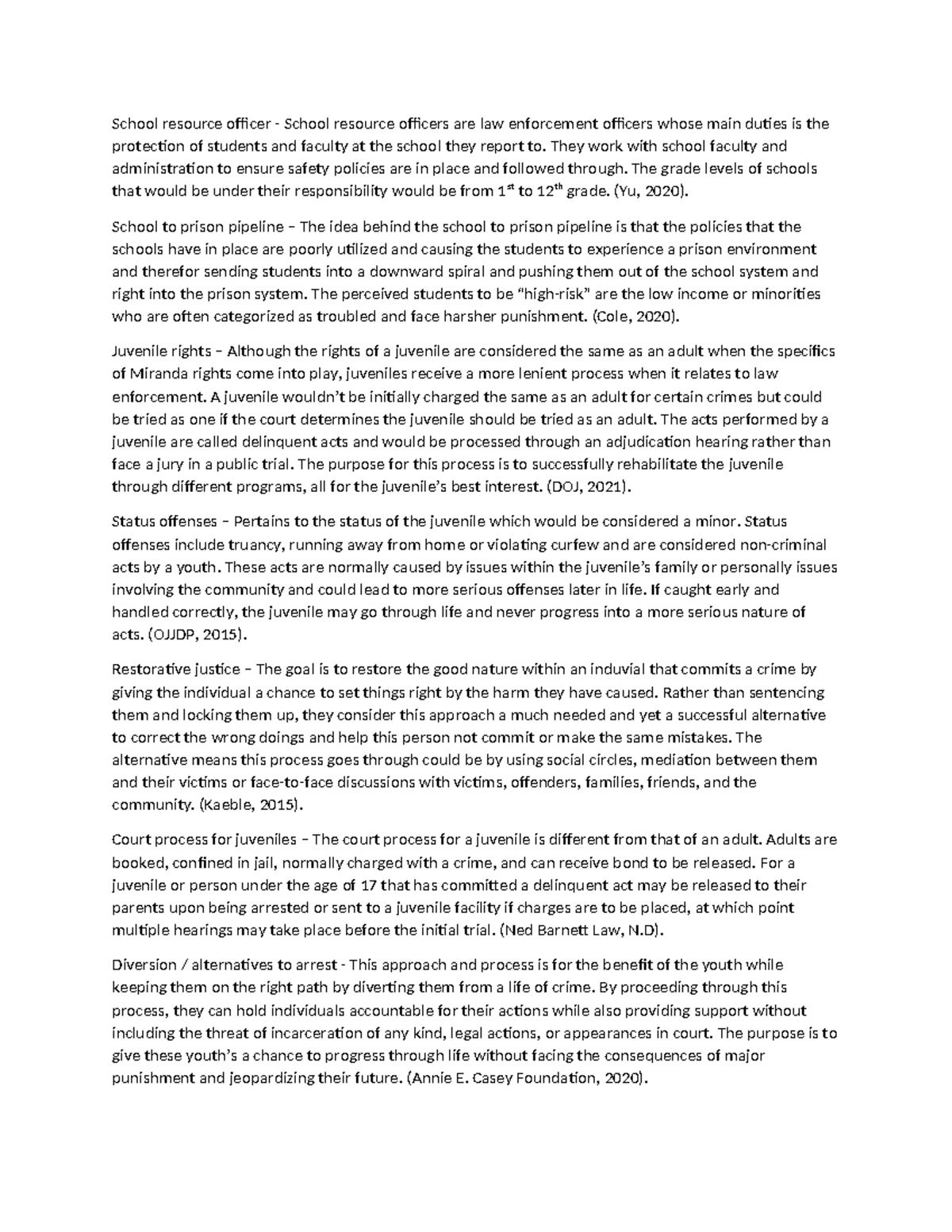 CJ 112 8-1 Project Three - School resource officer - School resource ...