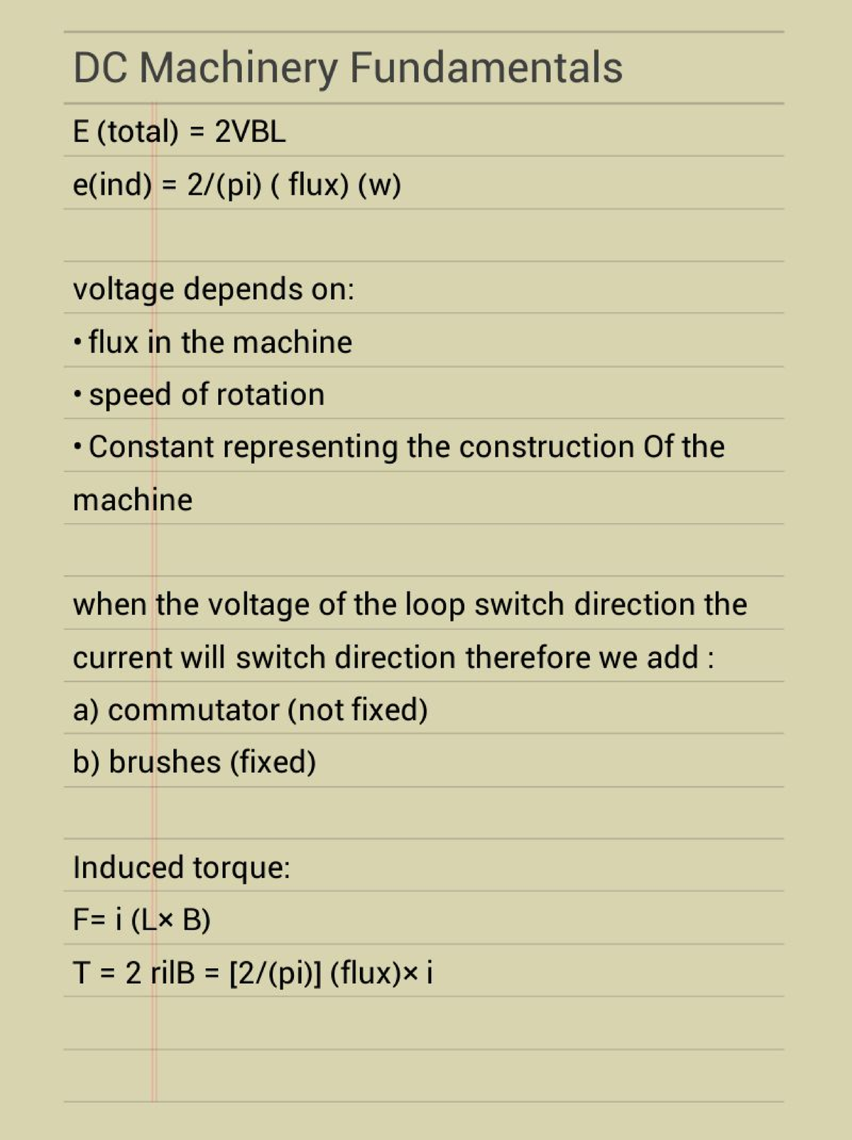Chapter 8 - Electric Machines need to know formulas and concepts - DC ...