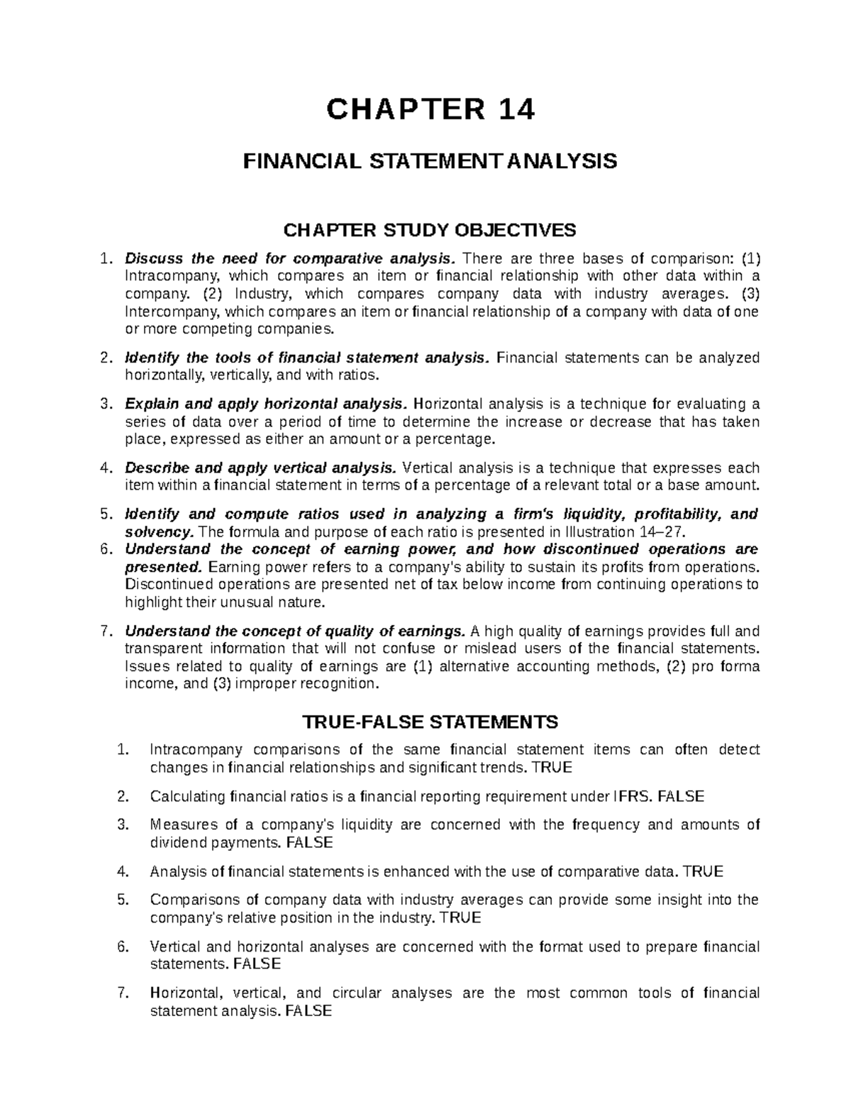 Chapter 14 Final - Informative - CHAPTER 14 FINANCIAL STATEMENT ...