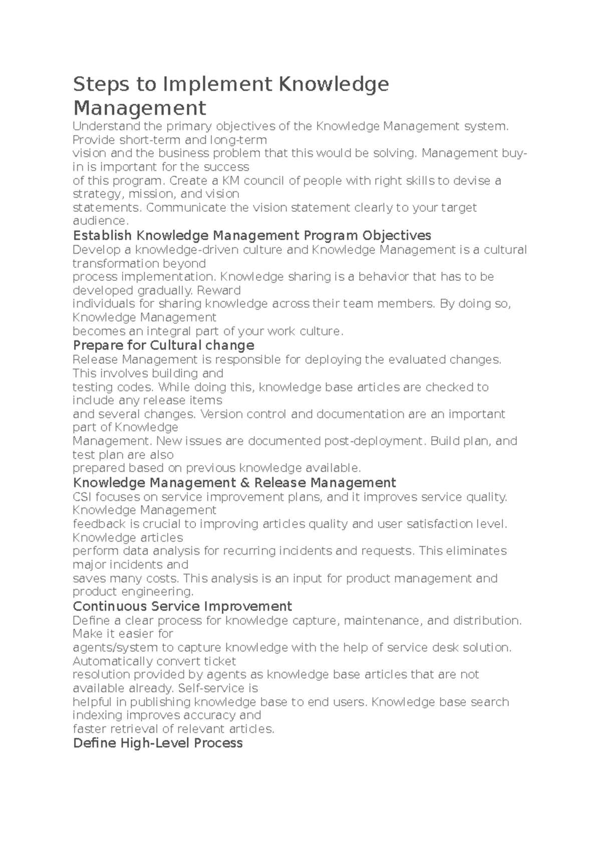 Steps to Implement Knowledge Management - Steps to Implement the ...