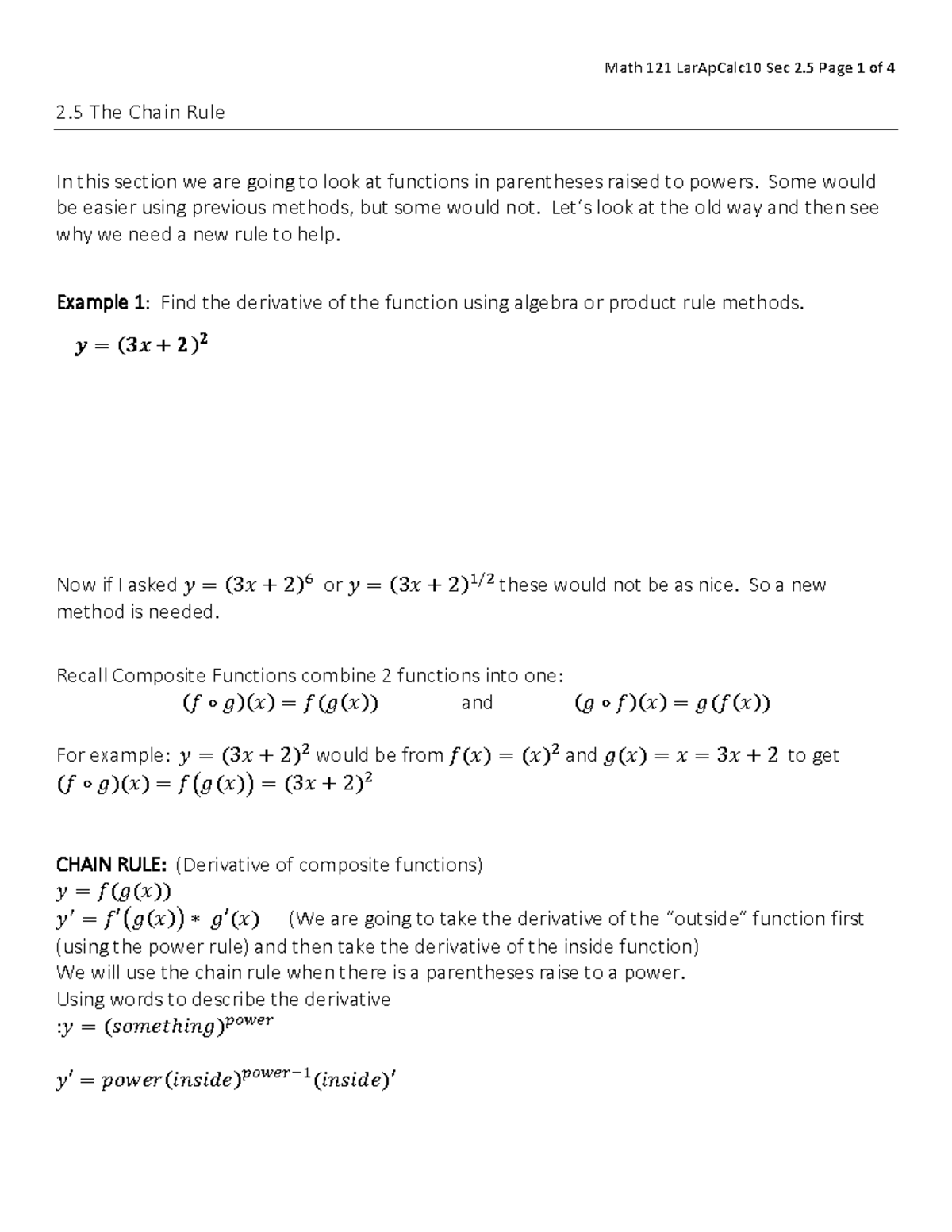 Lar Ap Calc 10 s2.5 Chain Rule ccs - 2 The Chain Rule In this section ...