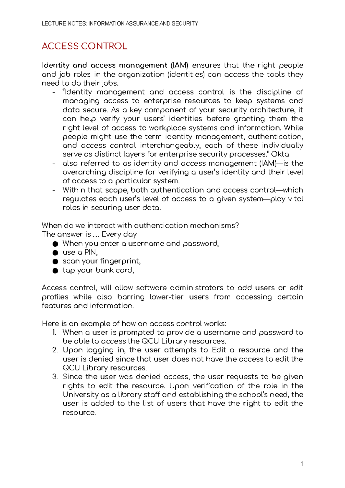 Access Control(continuation) - Week11-IAS101 Lecture Notes - ACCESS ...