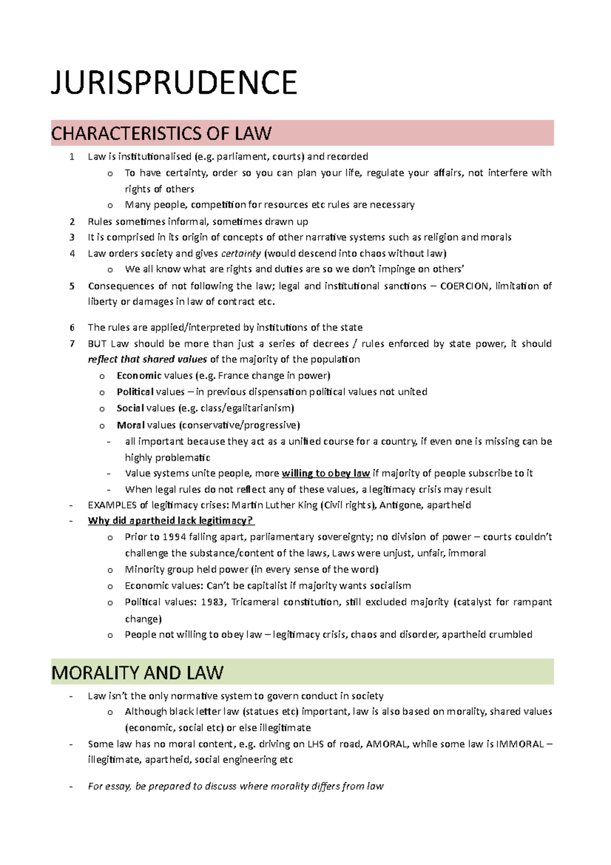Jurisprudence notes for self to read and understand - JURISPRUDENCE ...