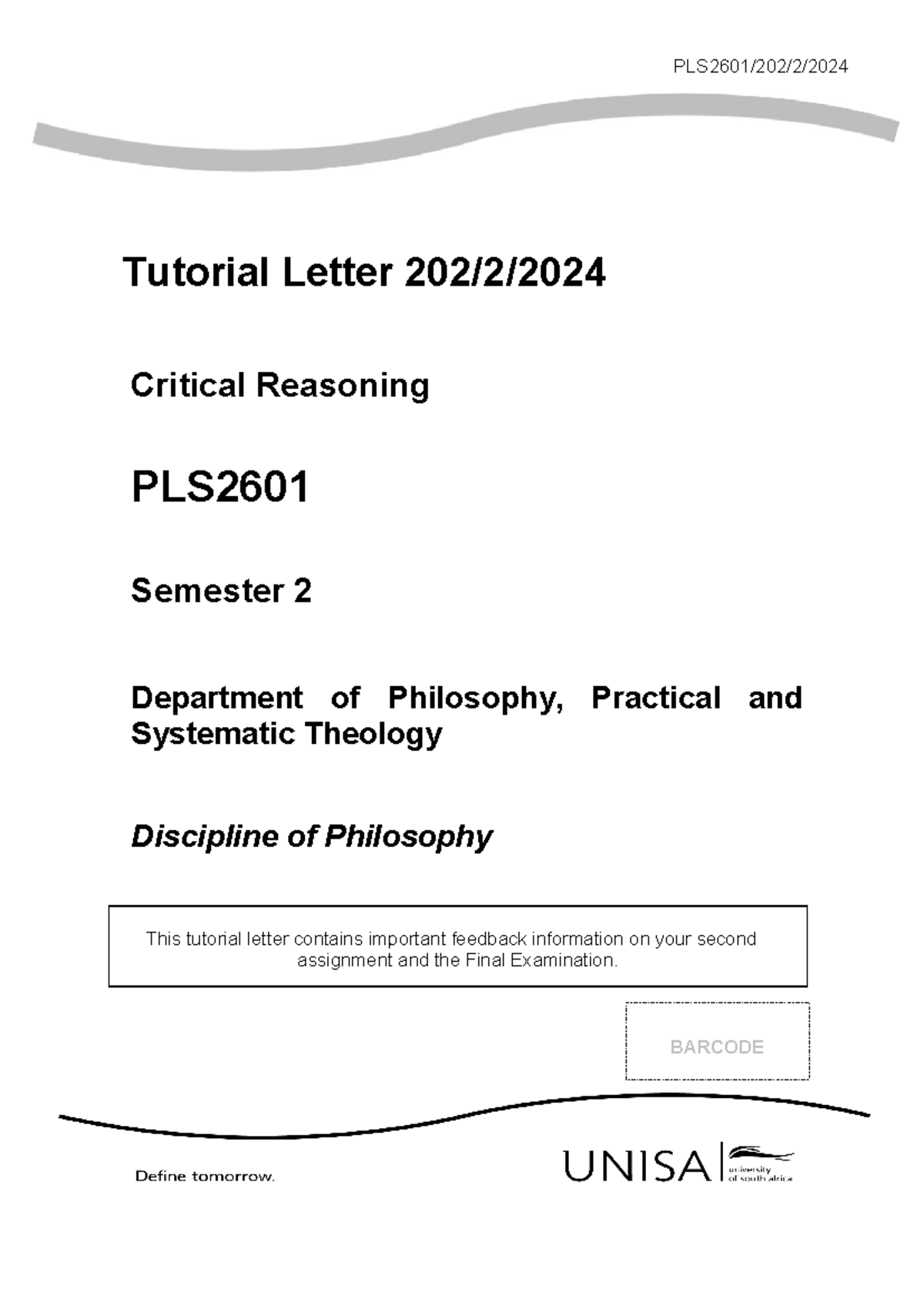 PLS2601 202 2 2024 - Assignment - Tutorial Letter 20 2 / 2 /202 4 ...