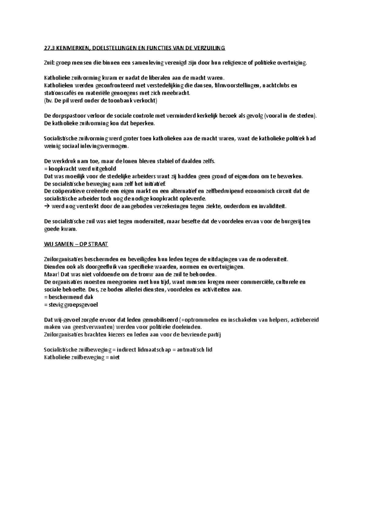 27.3 De verzuiling: kenmerken, doelstellingen en functies - 27 ...