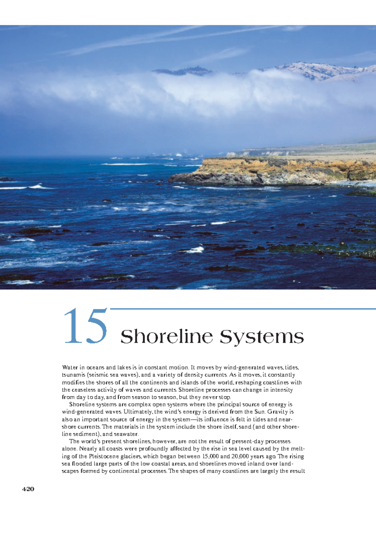 EDS 15 Coasts - 420 15 Shoreline Systems Water in oceans and lakes is ...