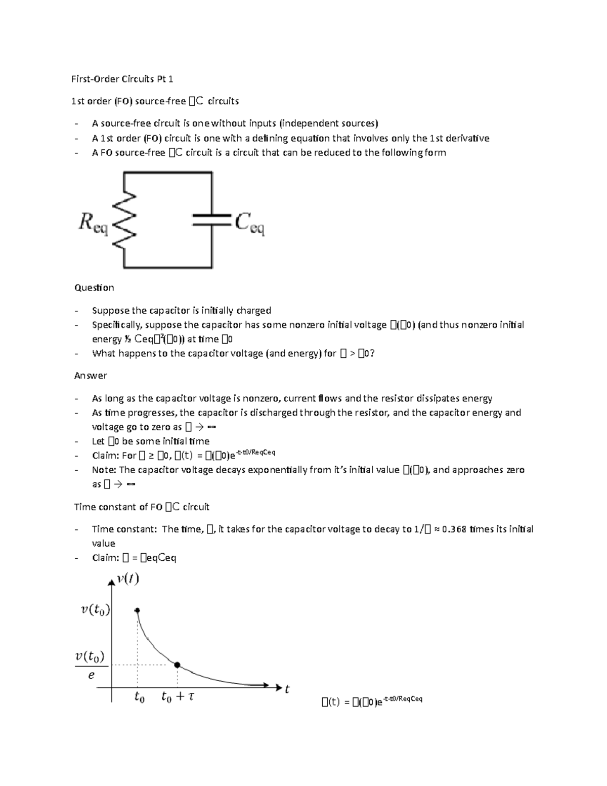 Lecture 17 First Order Circuits 1 - First-Order Circuits Pt 1 1st order ...