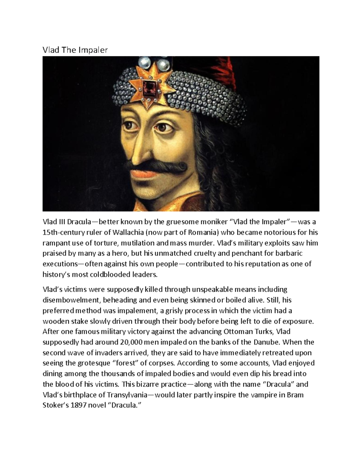 Document 39 - Michael Hendrick - Vlad The Impaler Vlad III Dracula ...