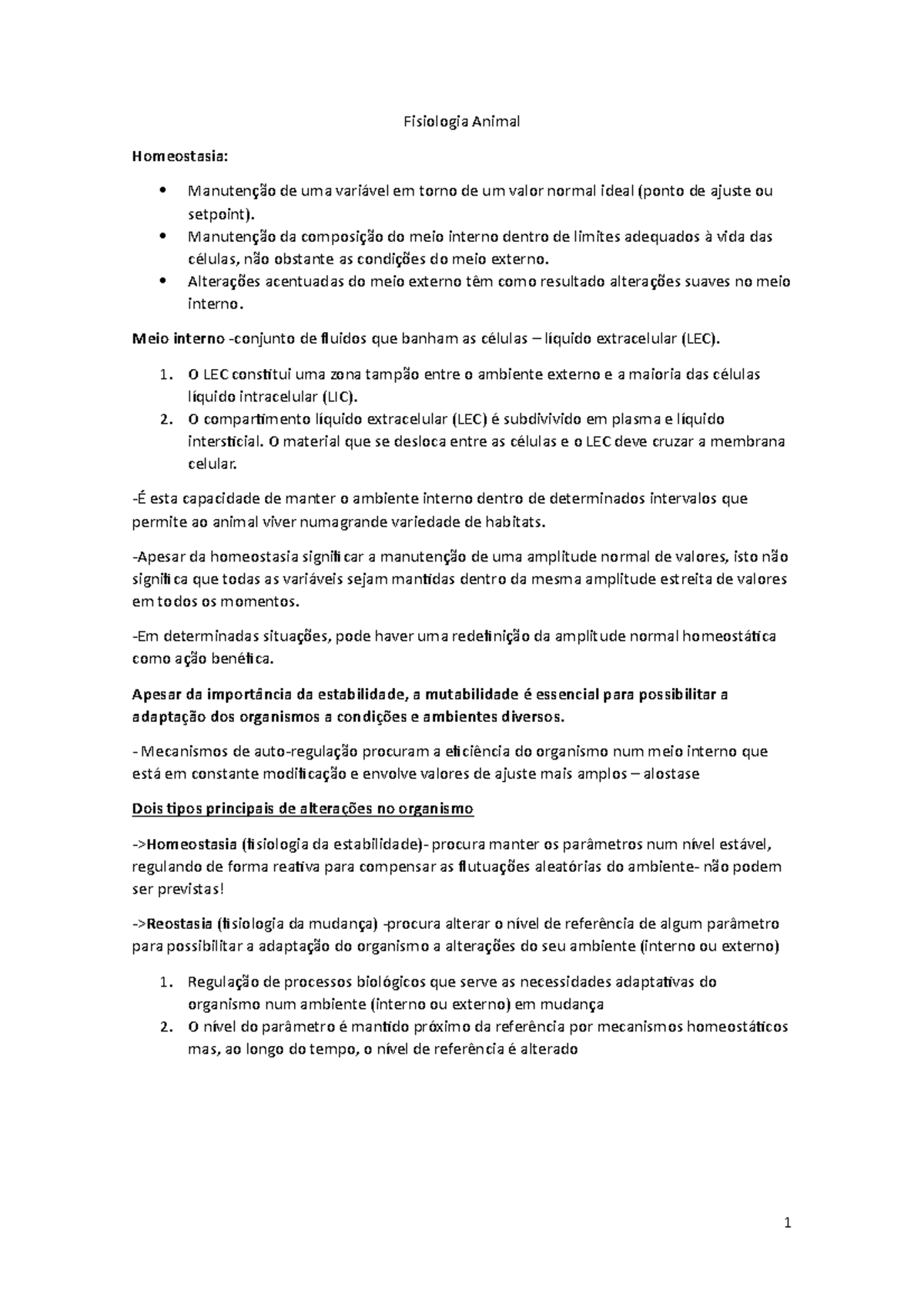 Fisiologia Animal - Resumos segundo teste - Fisiologia Animal ...