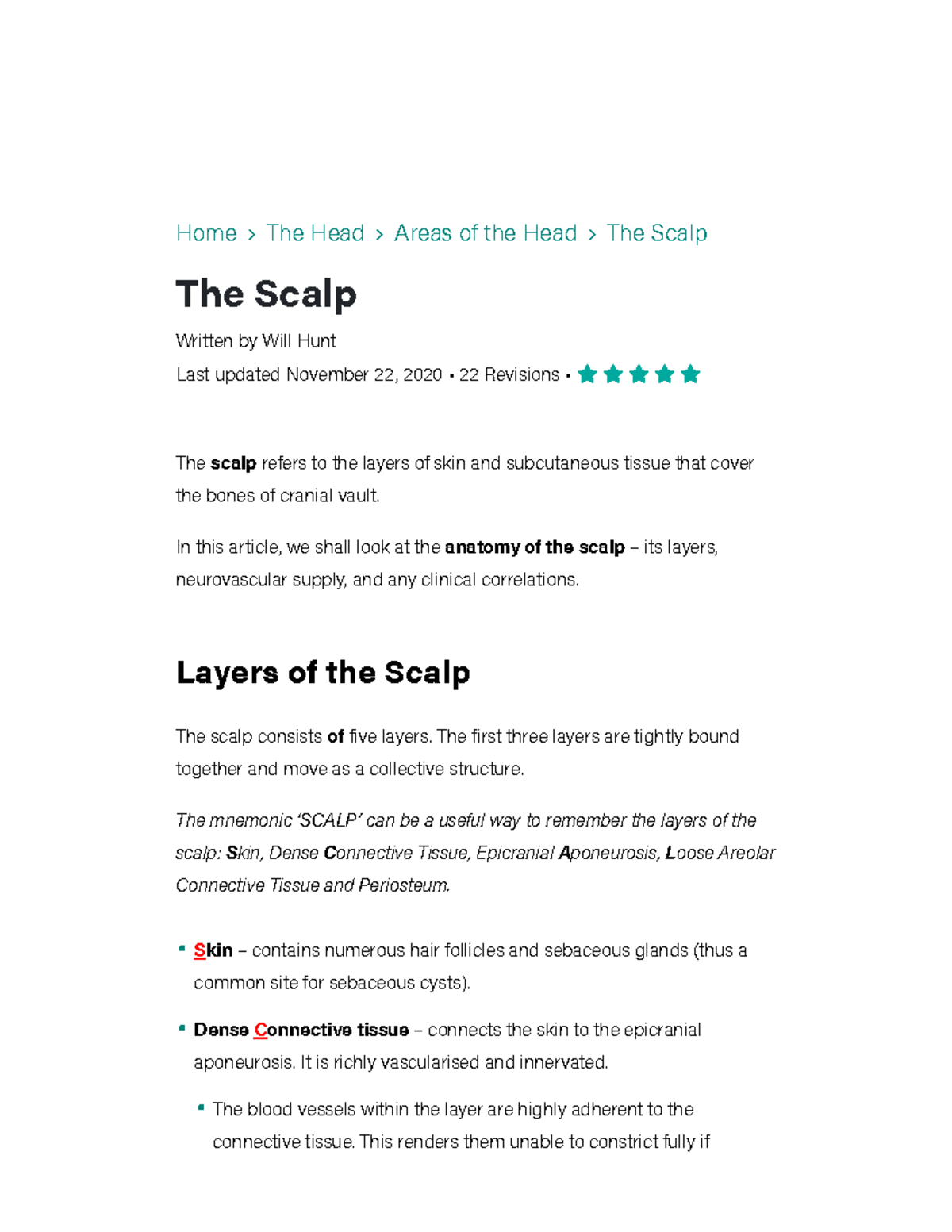 The Scalp - Layers - Innervation - Blood Supply - Teach Me Anatomy ...